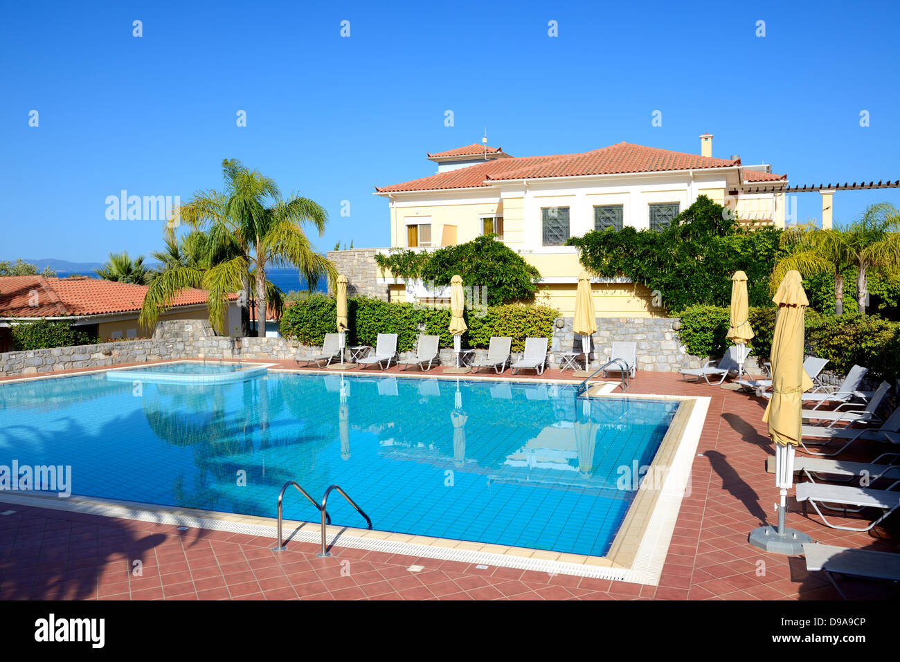 Swimming pool at the luxury hotel, Peloponnes, Greece Stock Photo - Alamy