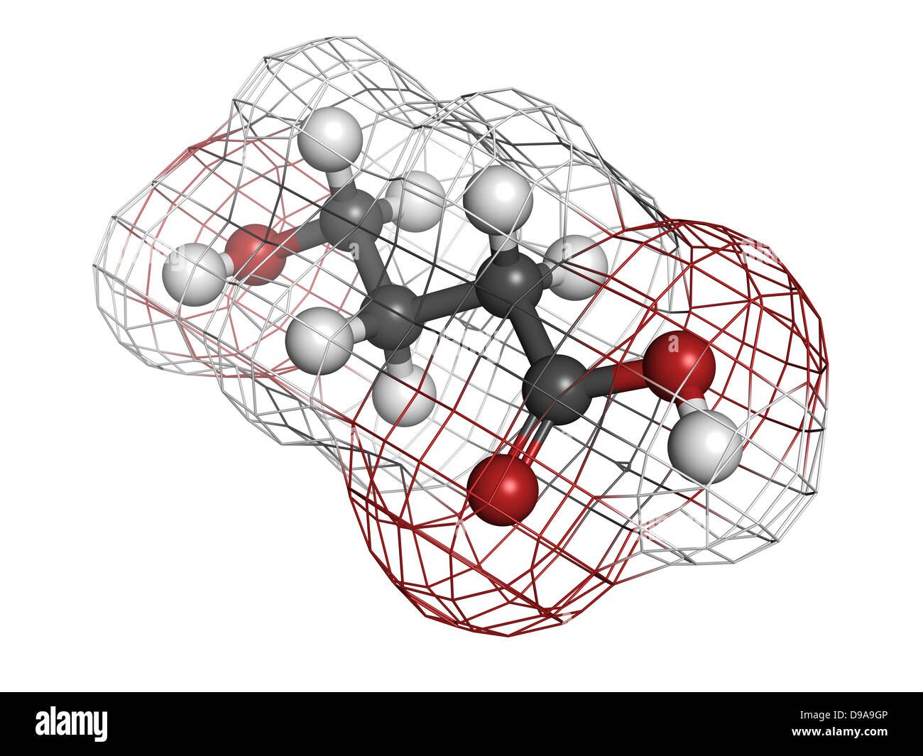gamma-hydroxybutyric acid (GHB, liquid XTC) drug, molecular model ...