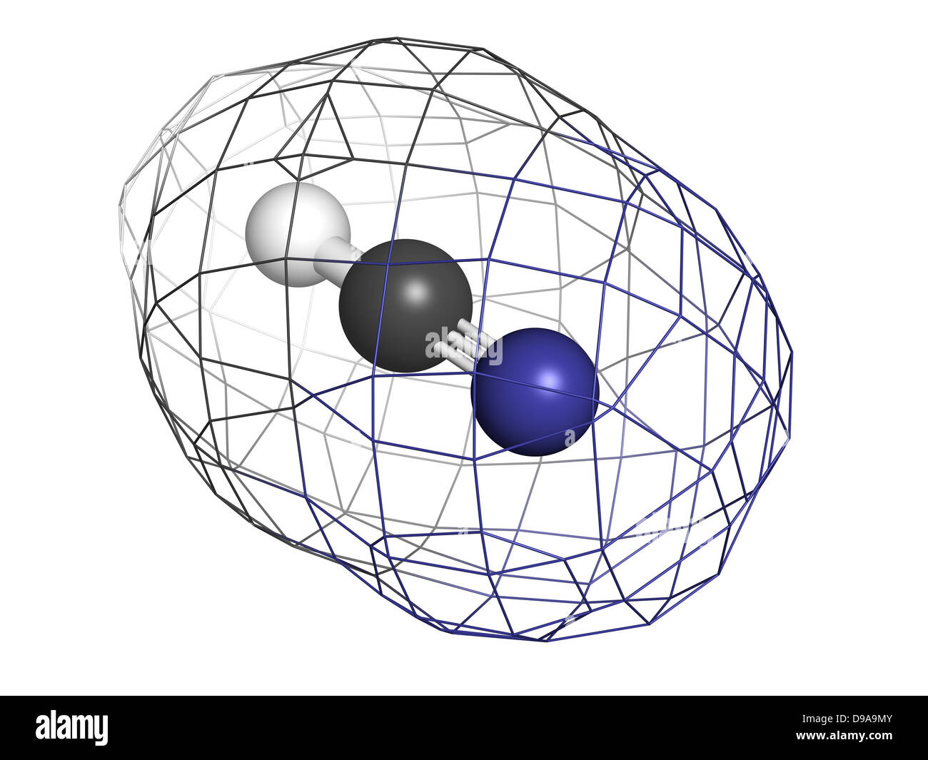 Hydrogen cyanide (HCN, Prussic acid) poison molecule, chemical ...