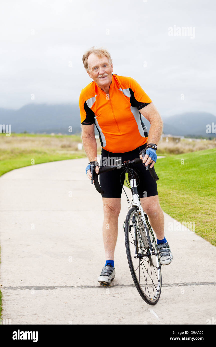 active senior male cyclist on his road bike Stock Photo - Alamy