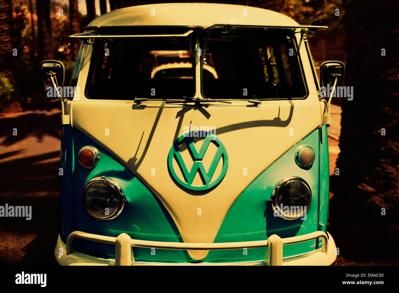 Front of old 1960's VW campervan colour manipulated Stock Photo - Alamy
