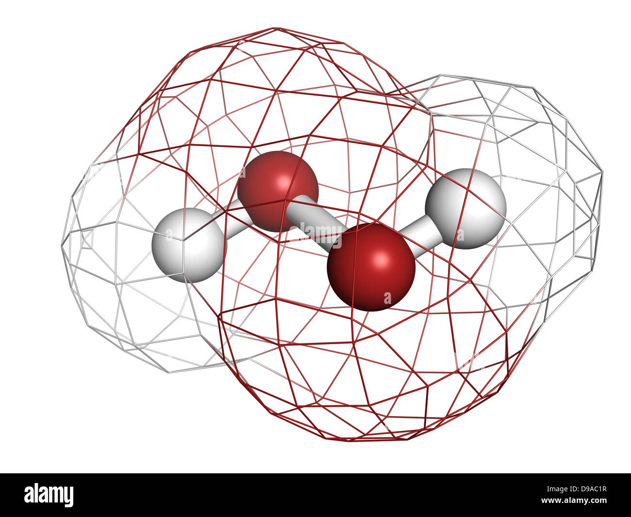 Hydrogen peroxide (H2O2) molecule, chemical structure. HOOH is an ...