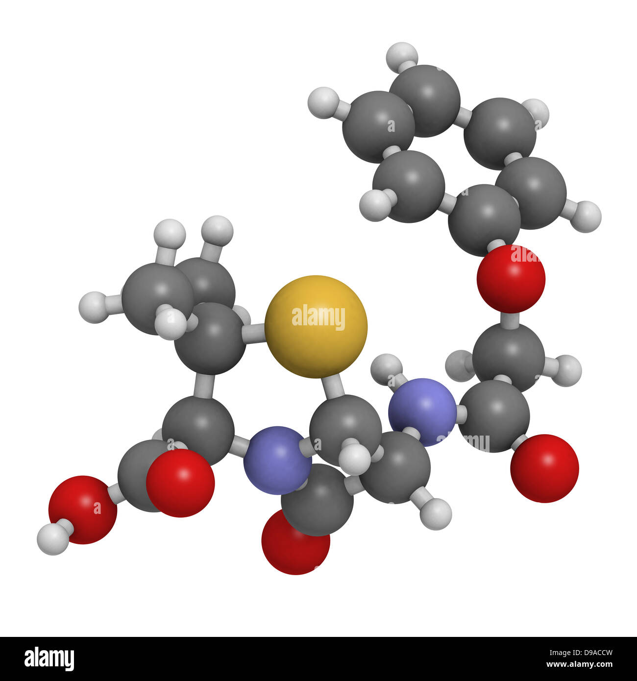 Penicillin V antibiotic molecule, chemical structure. Used to treat ...
