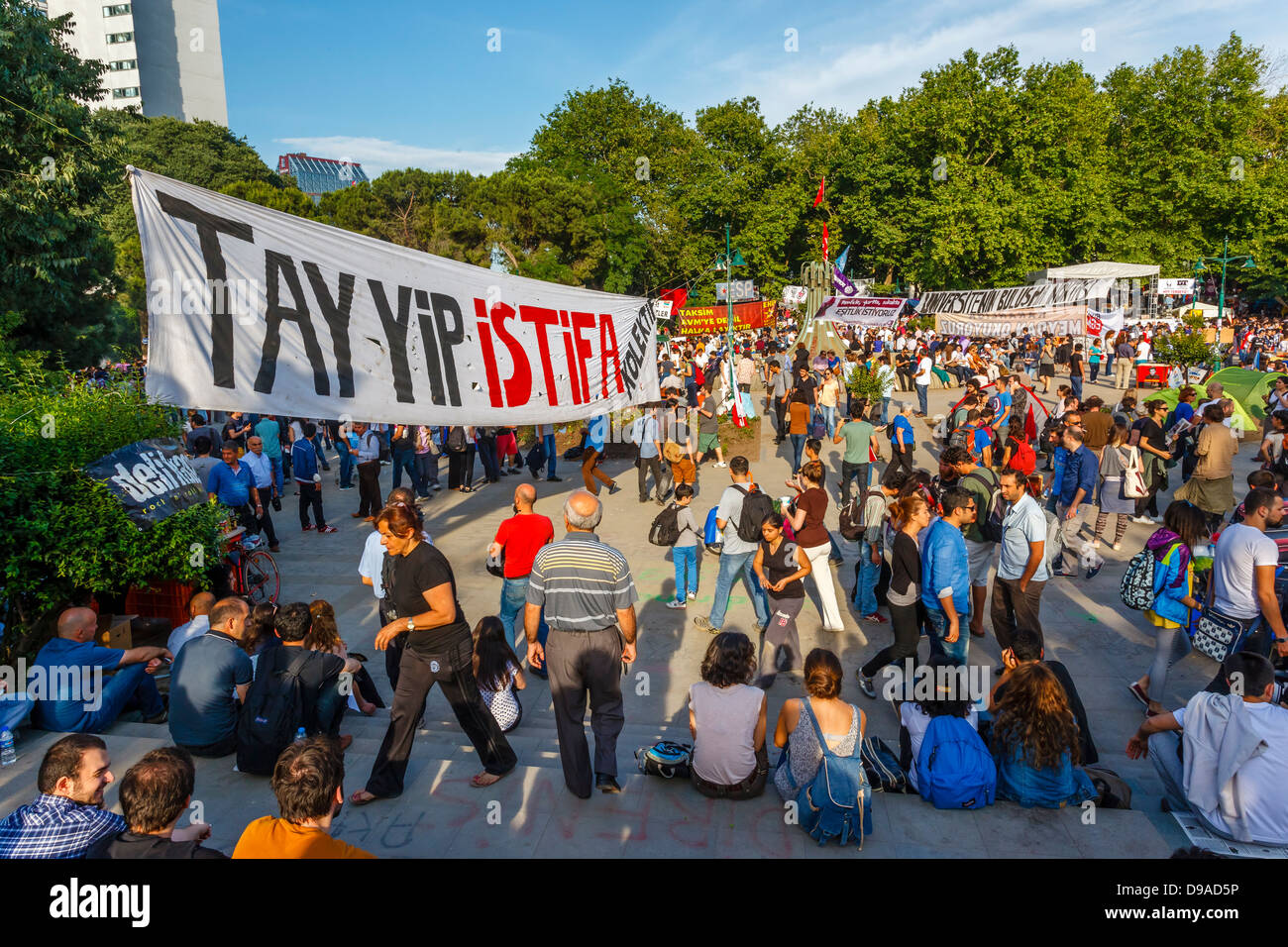 Protesters in Gezi Park during Taksim Gezi Park protests, Istanbul ...
