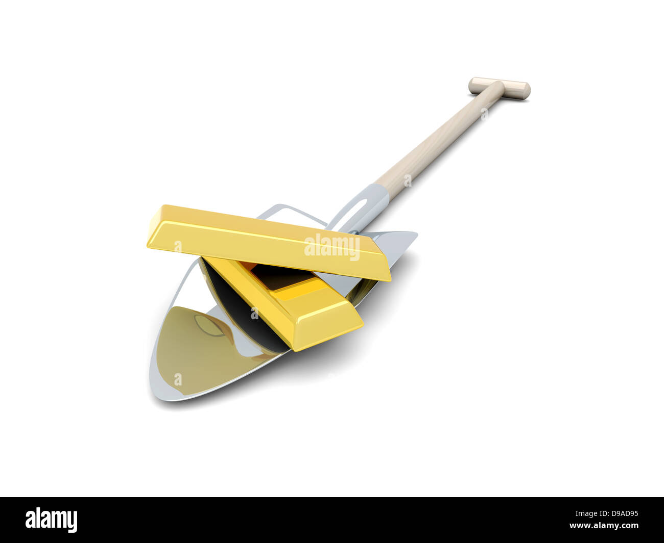 3D rendered Illustration. Isolated on white. Digging out the Gold Stock ...