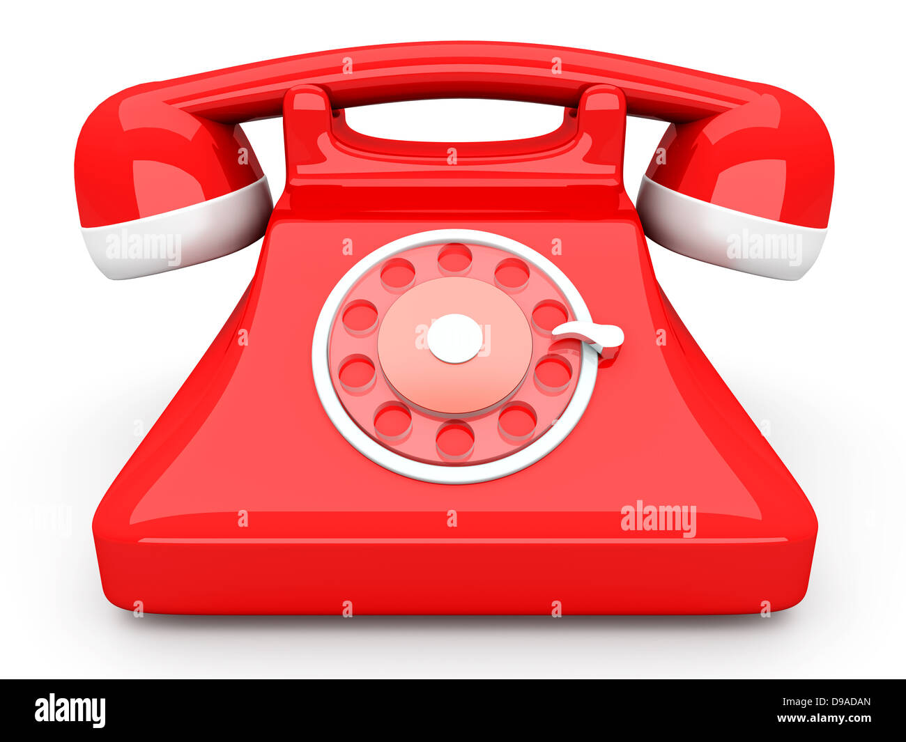 A red, classic Telephone. 3D rendered Illustration. Isolated on white ...