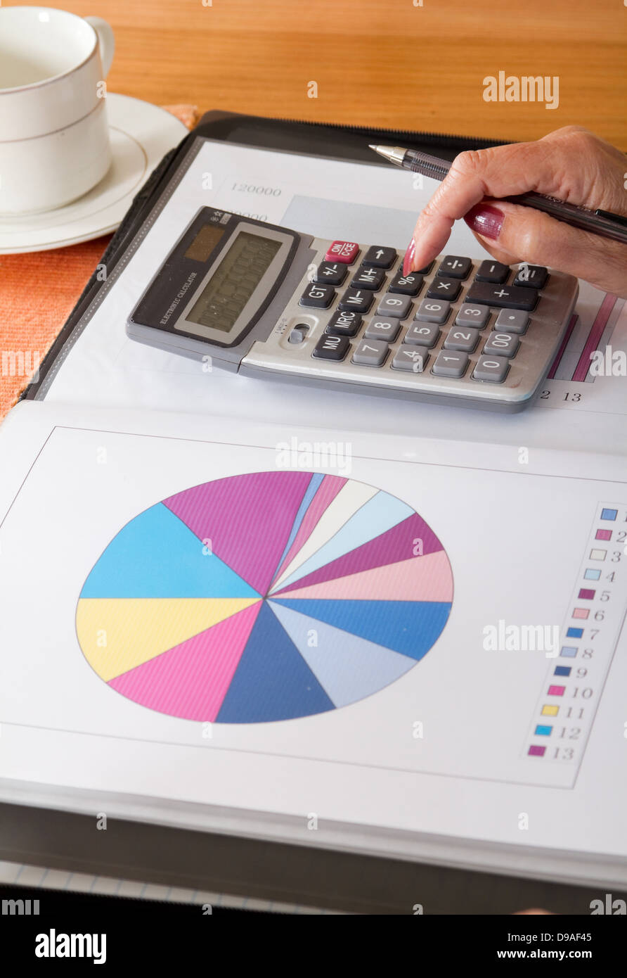 Woman working calculator documents hi-res stock photography and images ...