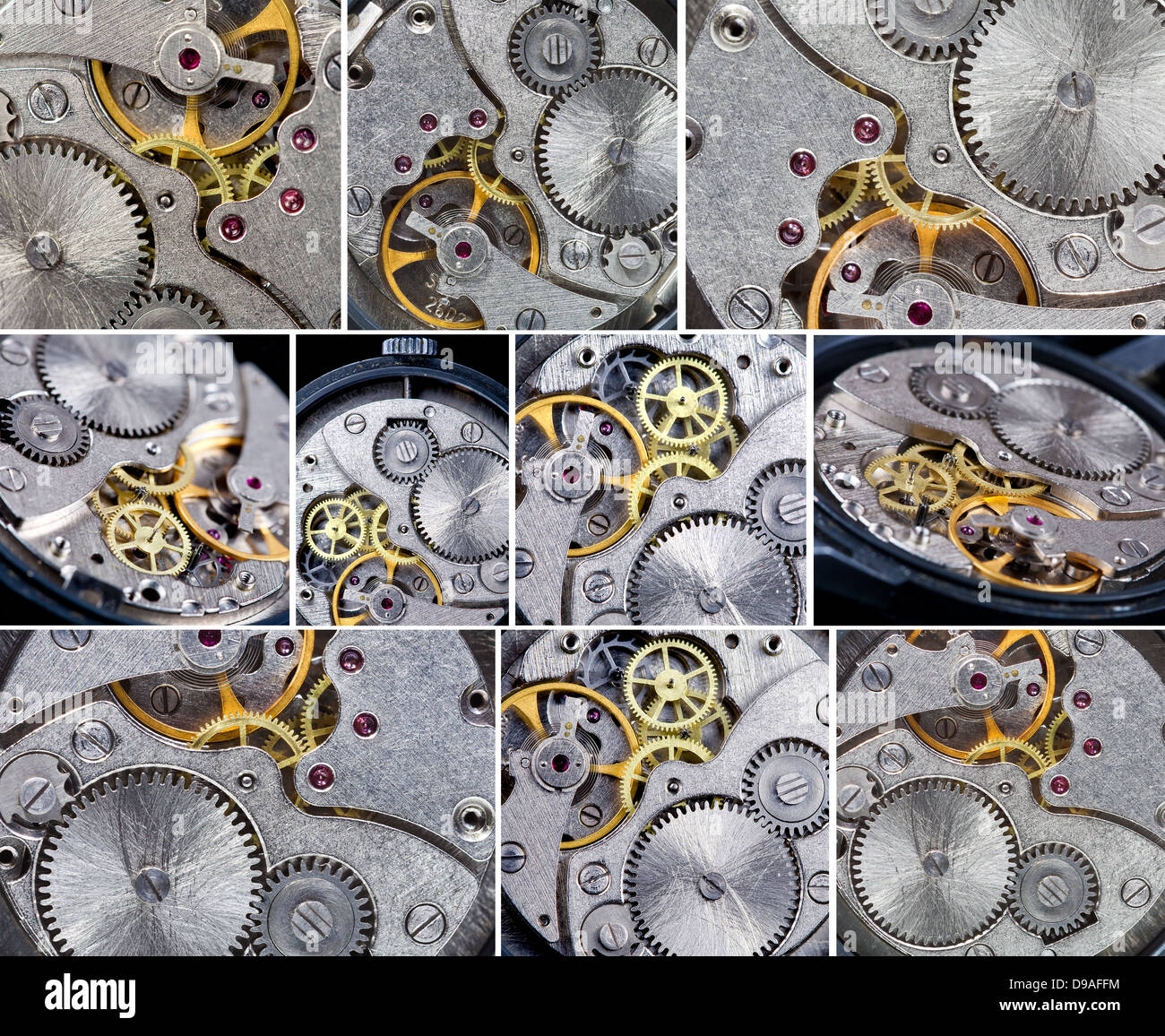 gears in disassembled clockwork close up Stock Photo - Alamy