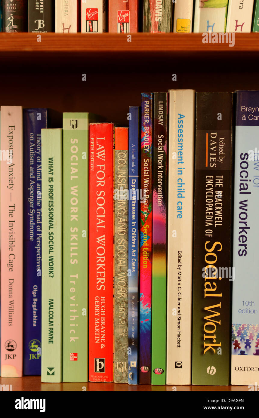 Social Work Reference Books On A Bookshelf Stock Photo Alamy