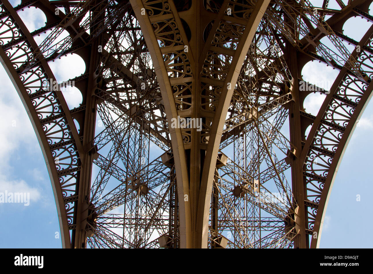 Closeup of one of Eiffel Tower girders showing detailed lattice ...