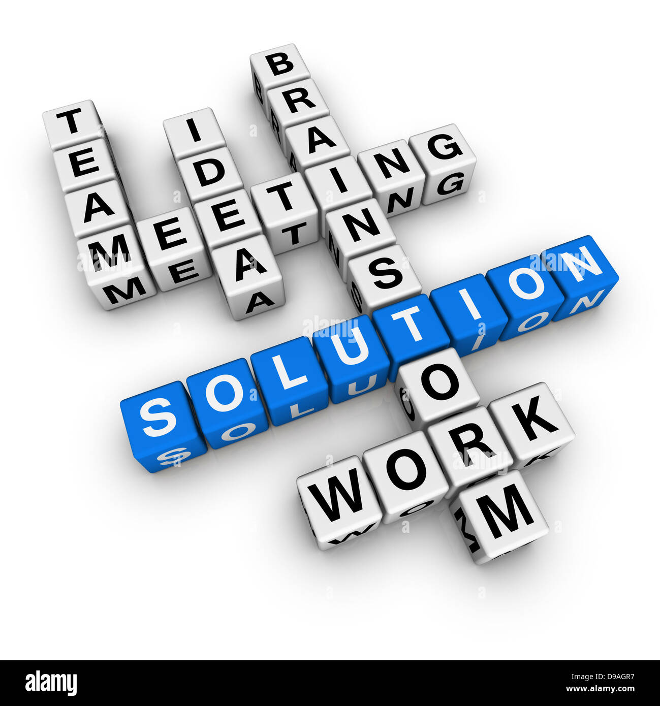 solution crossword (blue-white cubes crossword series Stock Photo - Alamy