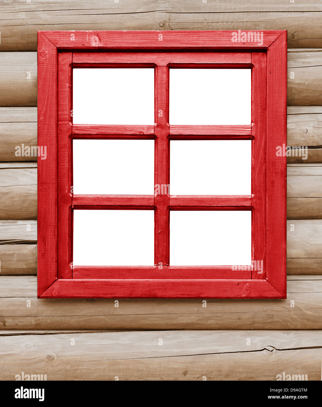 The red wooden window on the wall of the farmhouse Stock Photo - Alamy