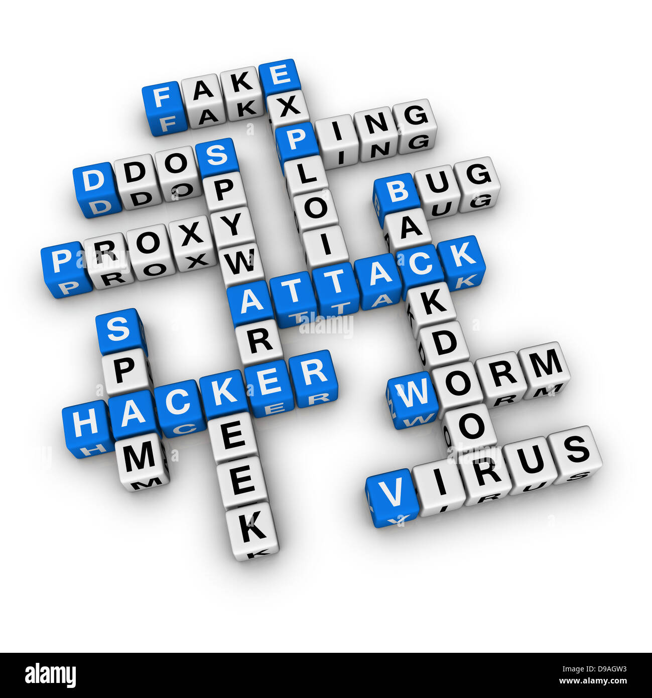 hacker attack (blue-white cubes crossword series Stock Photo - Alamy