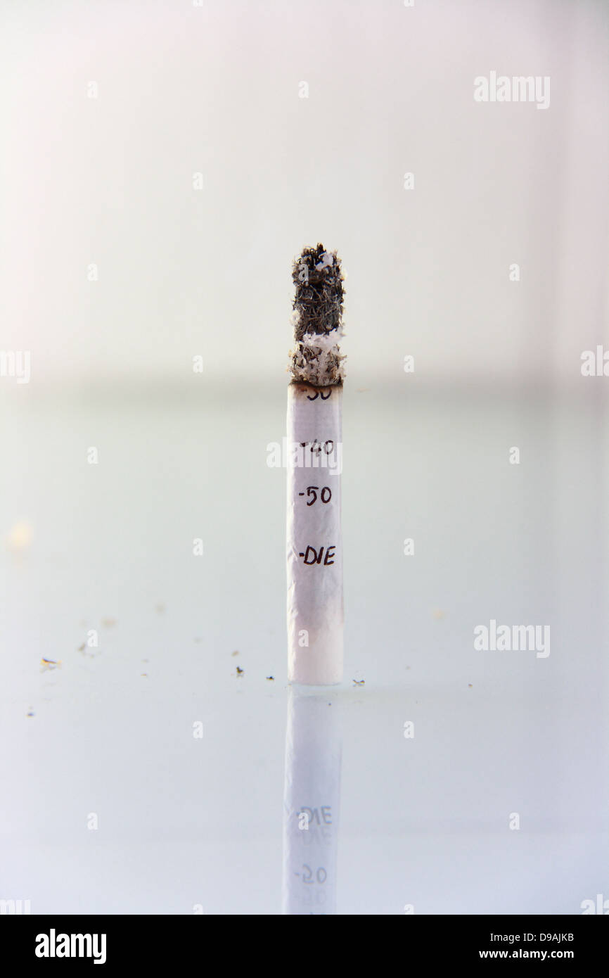 hand made cigarette burning in front of white background Stock Photo ...