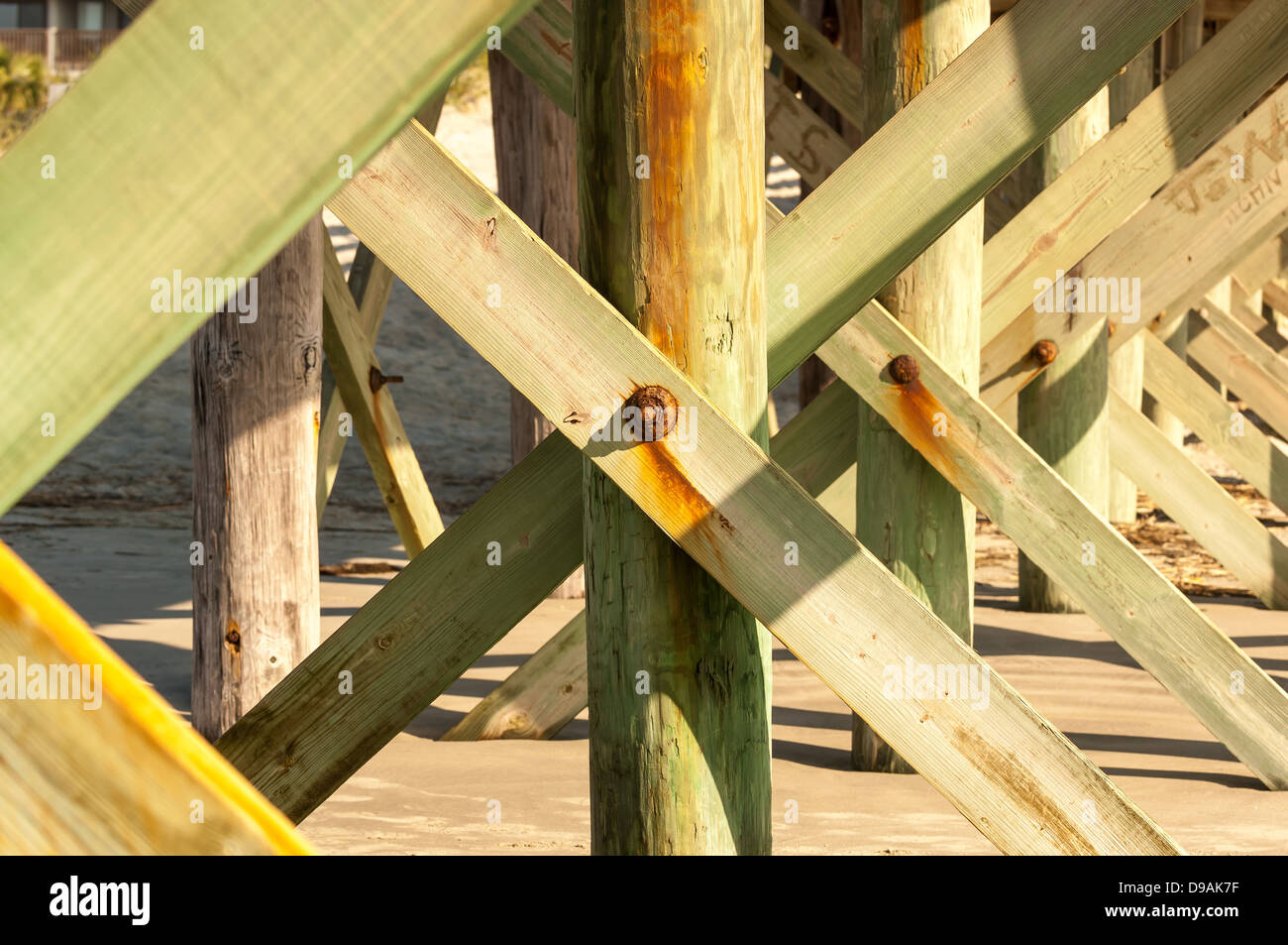Detailed views of support structure for a boardwalk Stock Photo - Alamy