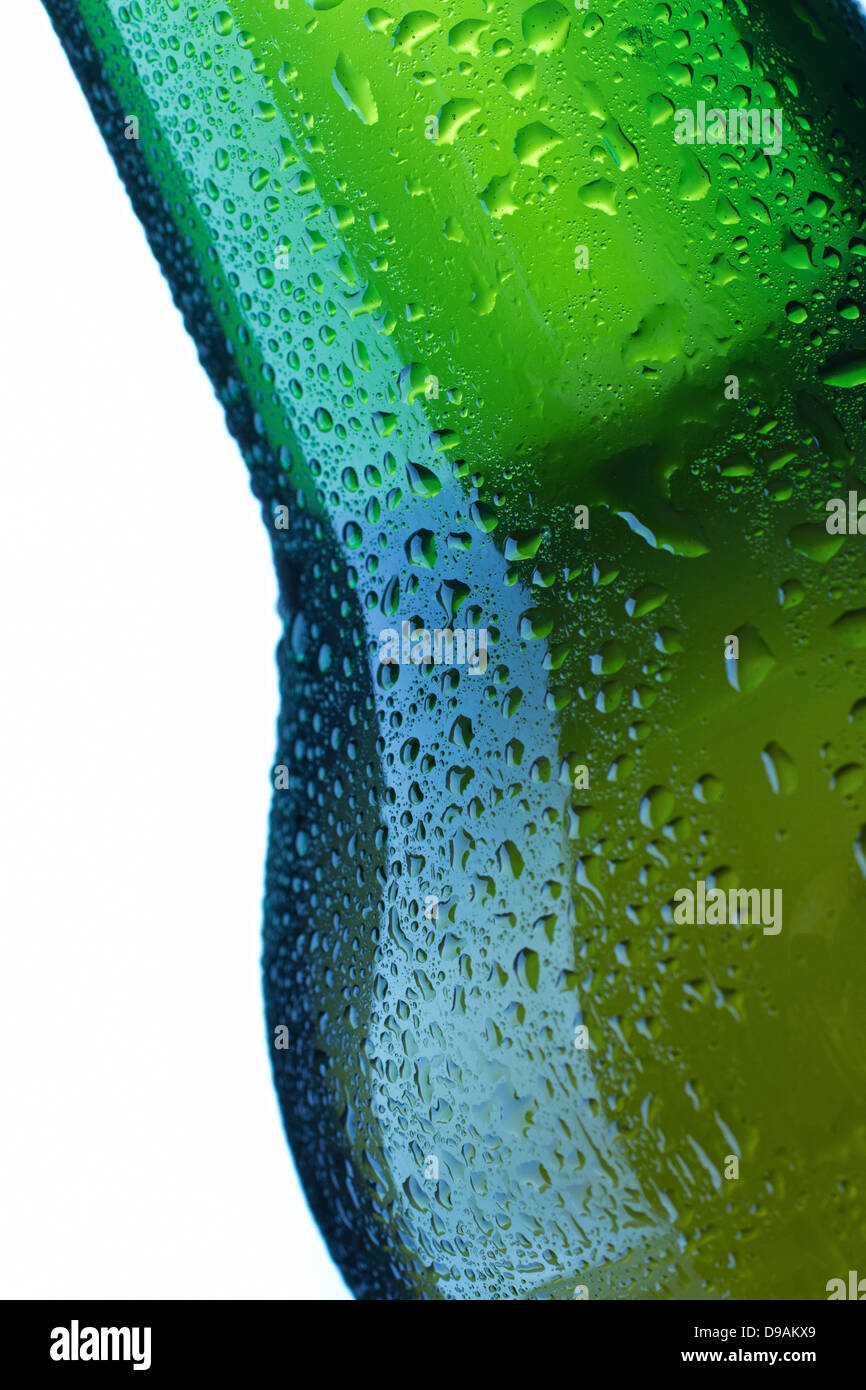 Beer bottle drops detail on white Stock Photo - Alamy
