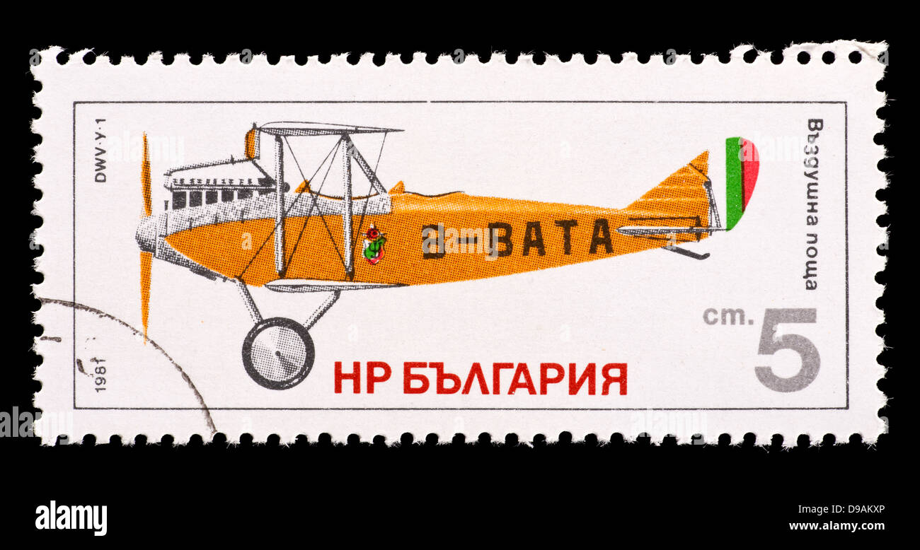 Postage stamp from Bulgaria depicting a DWVY-1 aircraft Stock Photo - Alamy