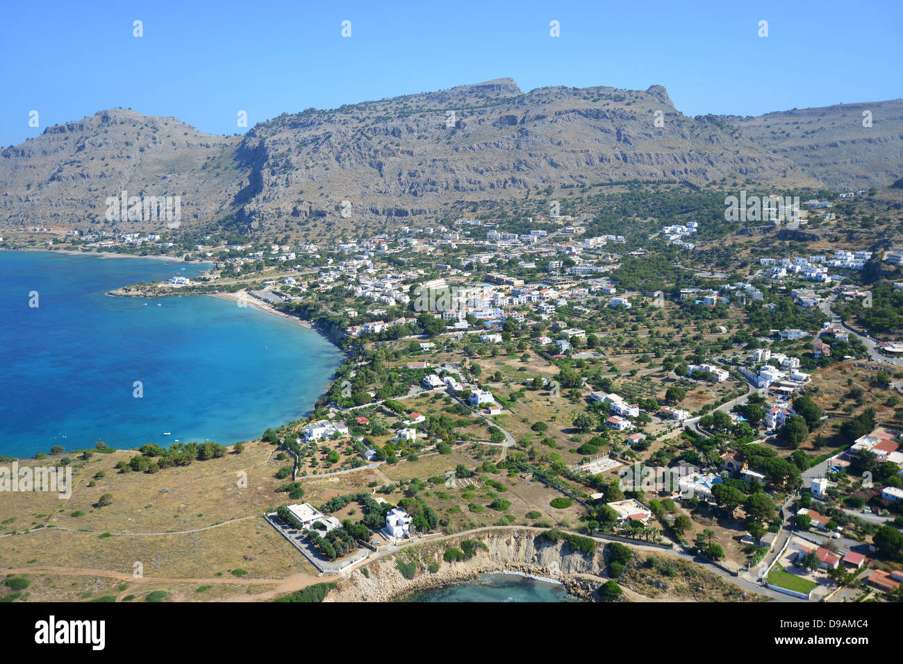Aerial view of Pefkos, Rhodes (Rodos), The Dodecanese, South Aegean ...