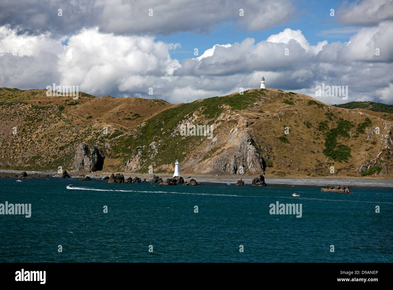 New Zealand - North Island, Pencarrow Lighthouse and Fitzroy Bay Stock ...