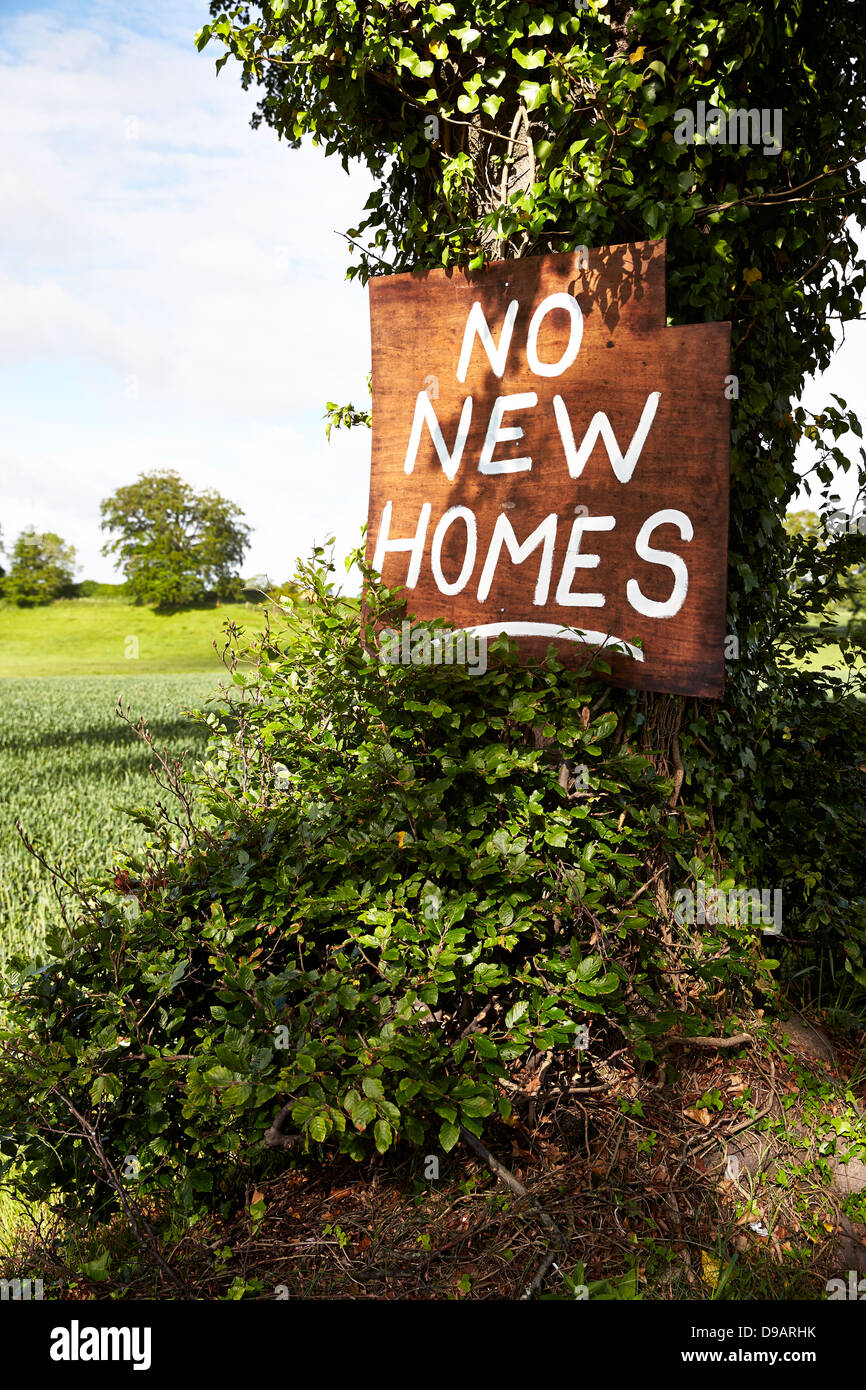 No new homes protest sign on the edge of greenbelt land, Congleton ...