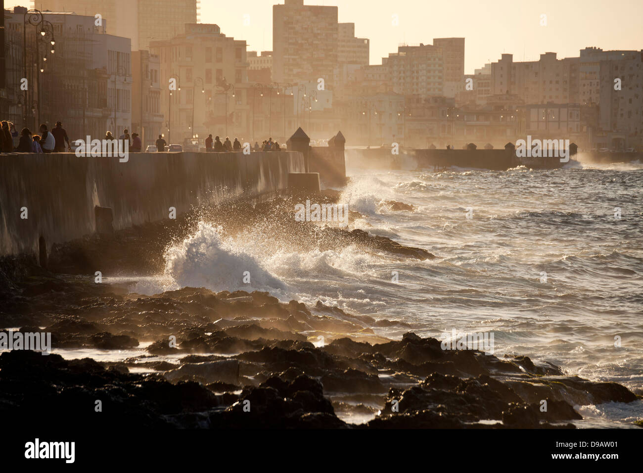 surf's up at the promenade Malecon, Havana, Cuba, Caribbean Stock Photo ...