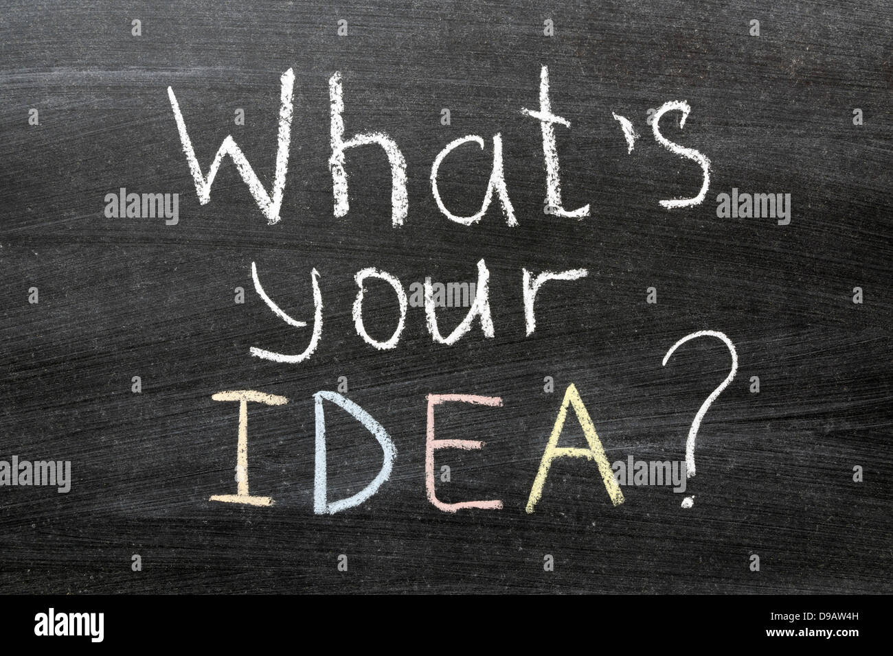 what's your idea? question handwritten on the school blackboard Stock ...
