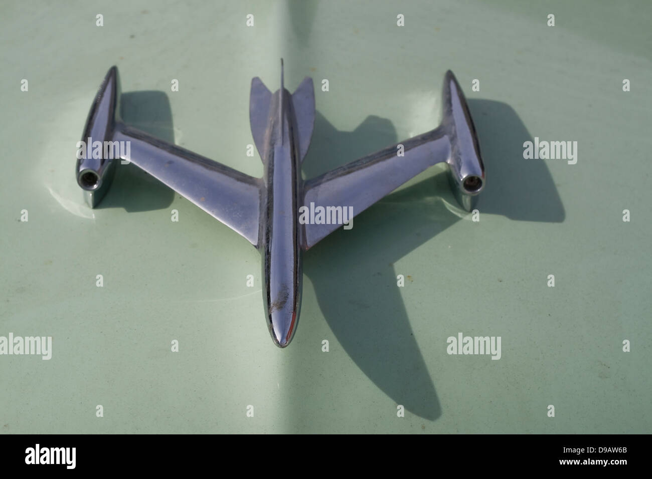 Rocket Hood Ornament detail of 1954 Oldsmobile car Stock Photo - Alamy