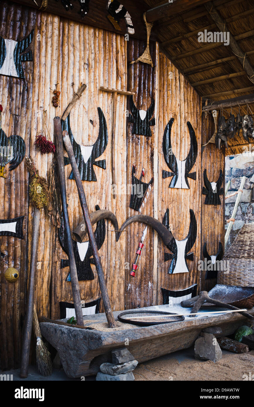 Traditional work tools for Naga tribal people in a hut, Kohima ...
