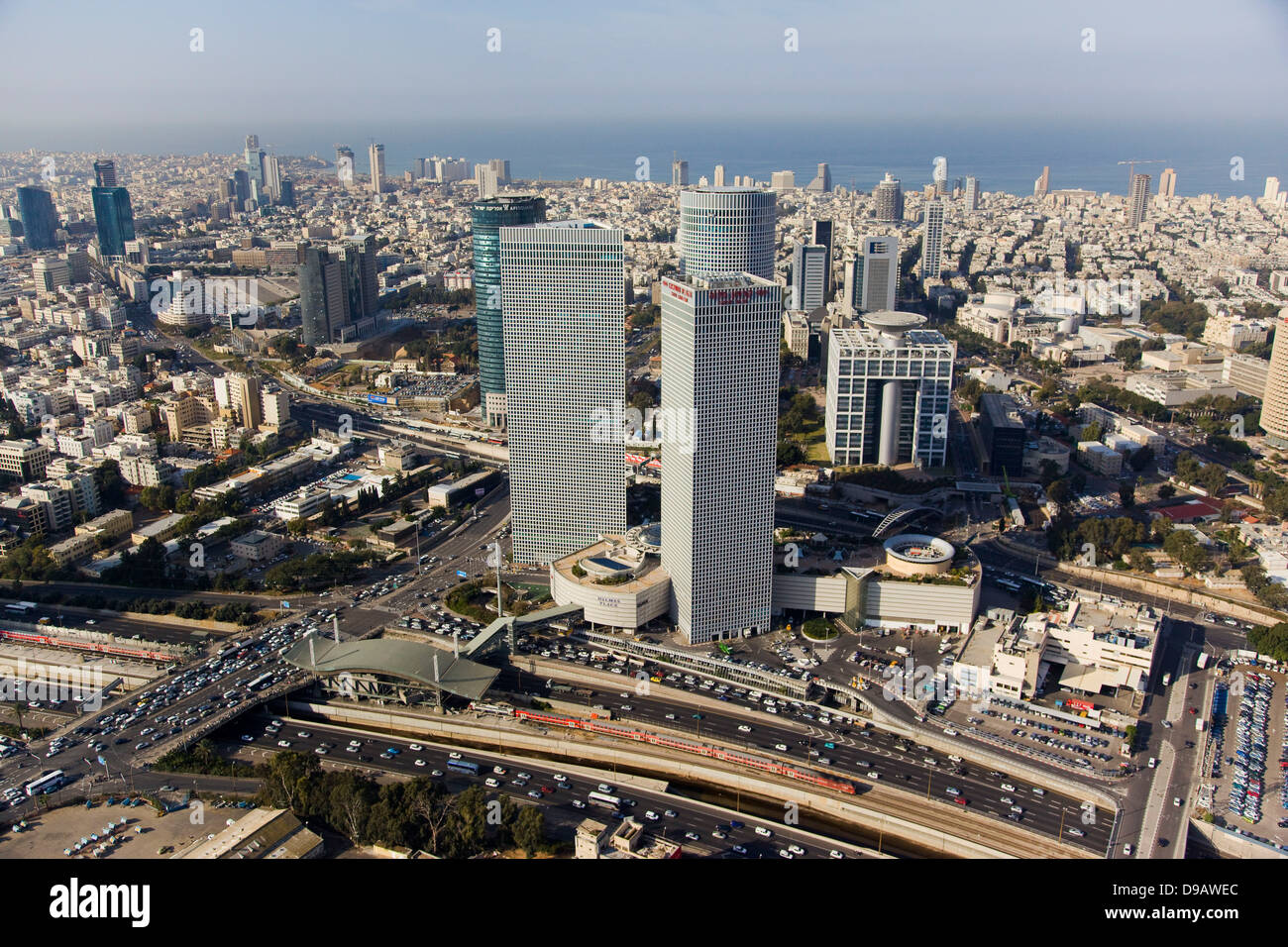 An aerial photo of Azrieli Towers Stock Photo - Alamy