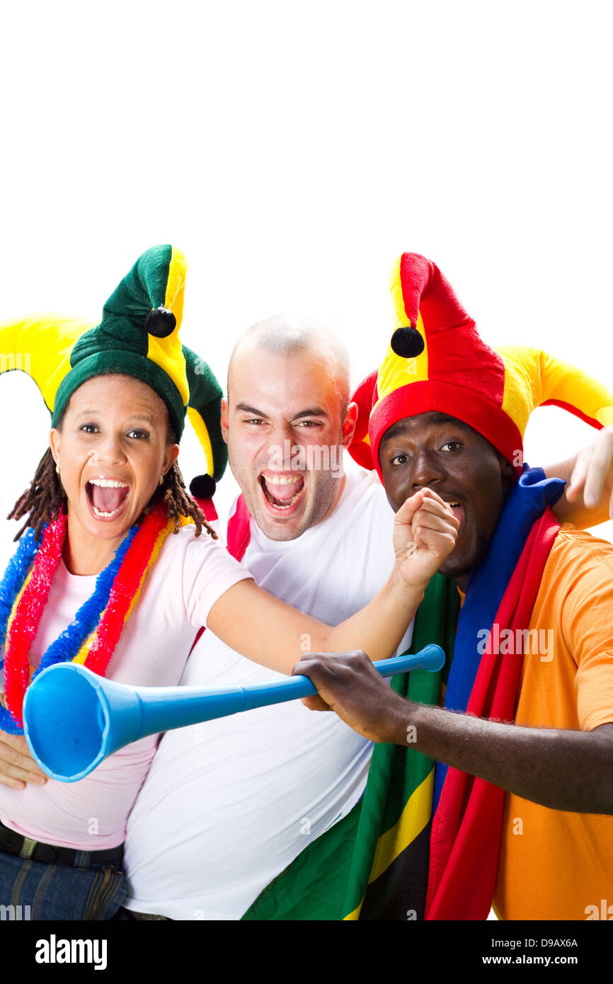 closeup of group of super fans of sports Stock Photo - Alamy