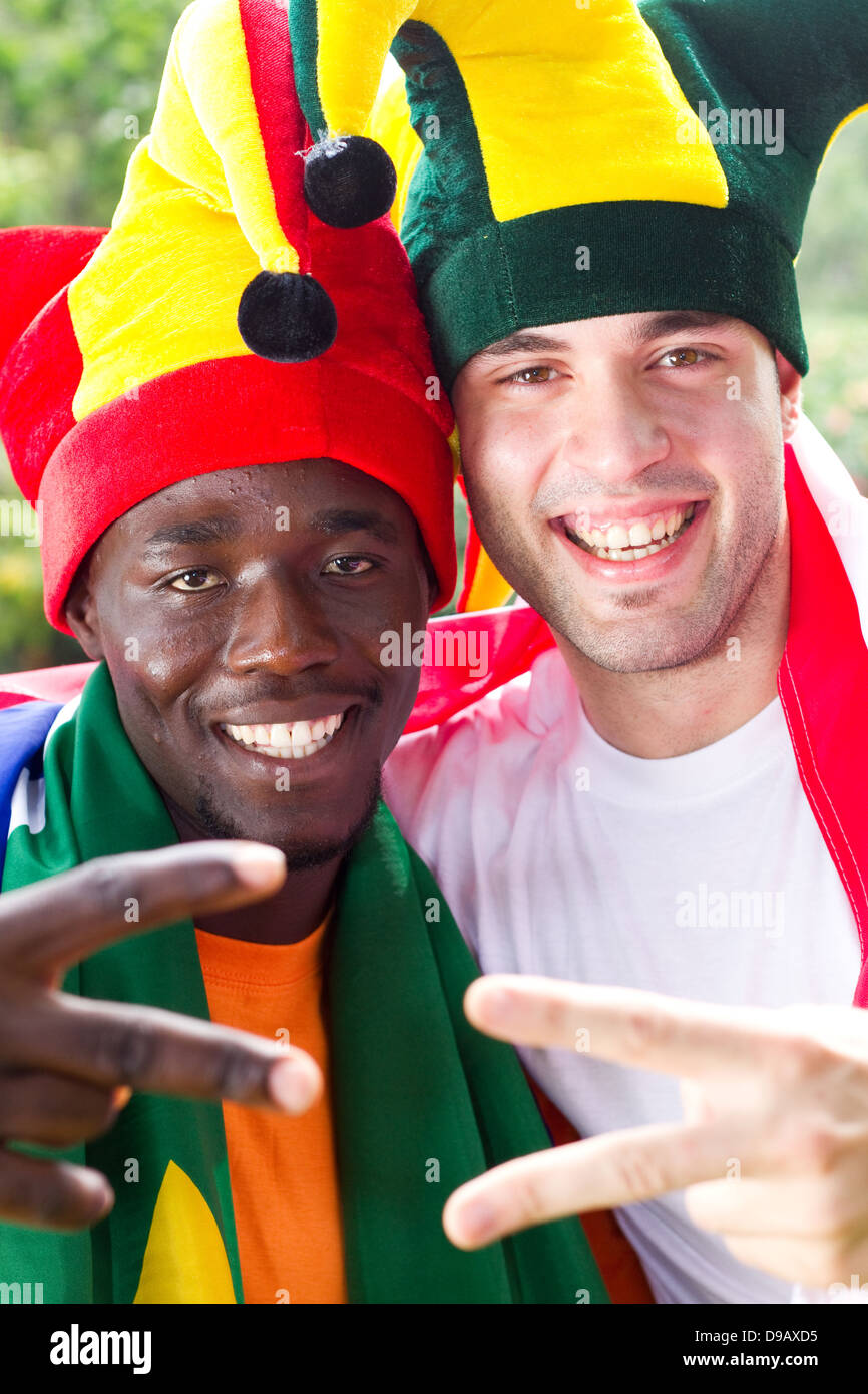 two cheerful sports fans Stock Photo - Alamy