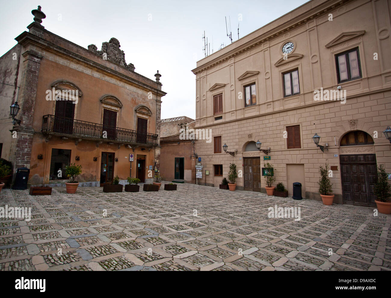 The Main Square of Piazza Umberto I in Erice, Sicily Stock Photo - Alamy