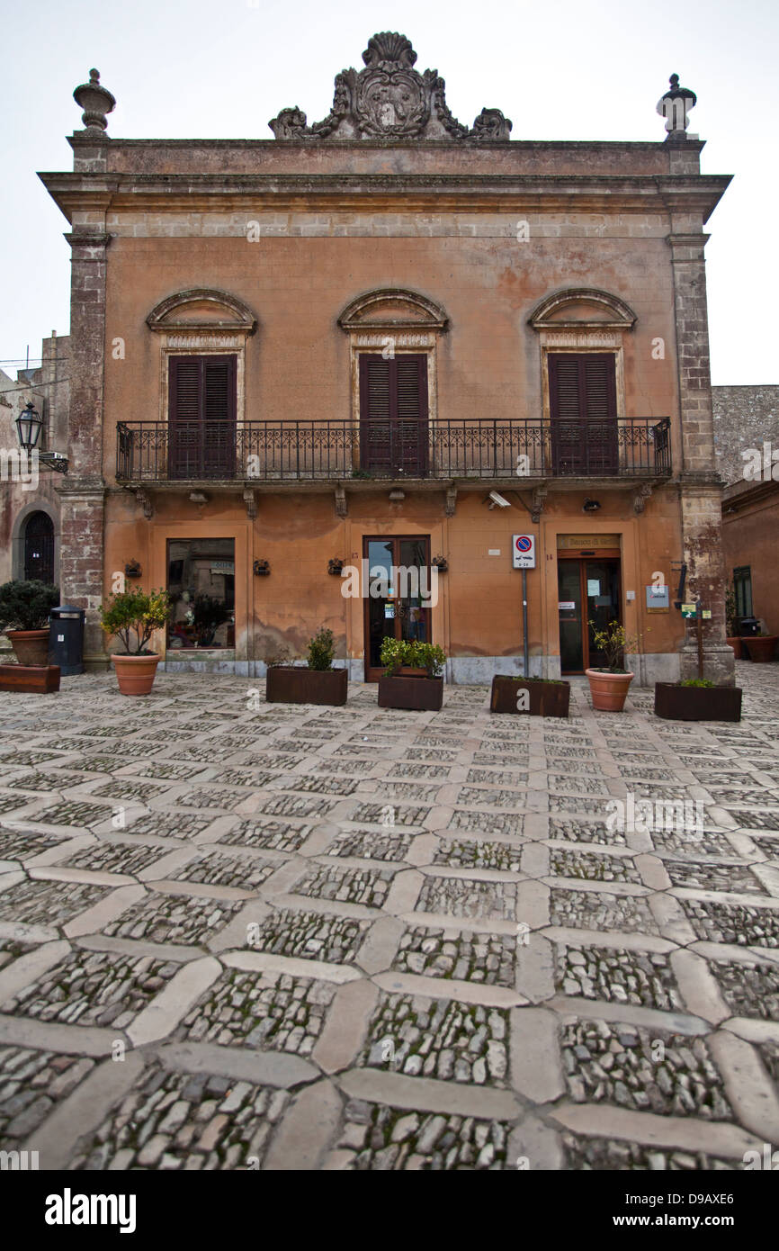 The Main Square of Piazza Umberto I in Erice, Sicily Stock Photo - Alamy