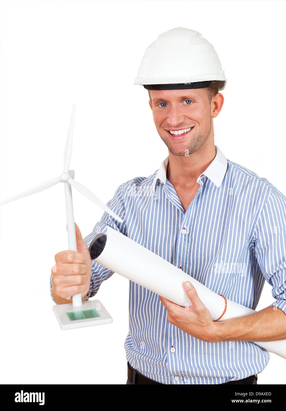 man with windturbine Stock Photo - Alamy