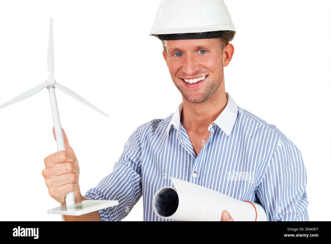 man with windturbine Stock Photo - Alamy