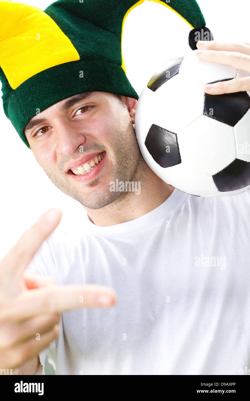 male soccer fan, isolated on white Stock Photo - Alamy