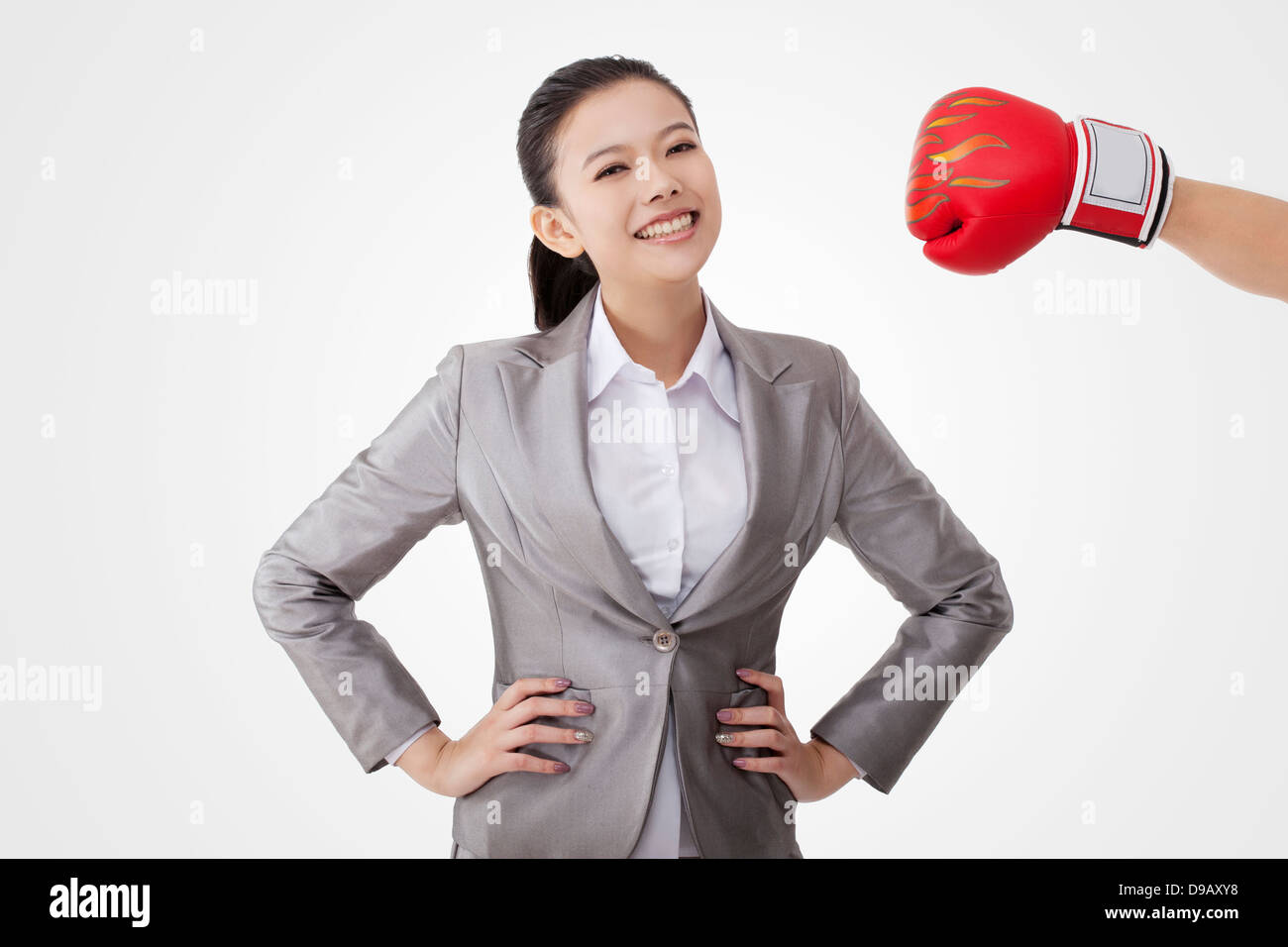 Business female beating by the opponents Stock Photo - Alamy