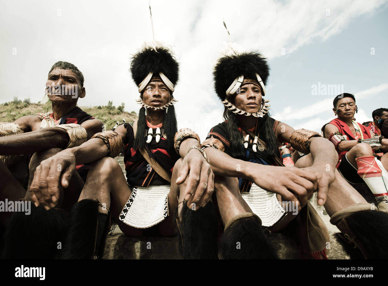 Naga tribal people in traditional outfit during Hornbill Festival ...