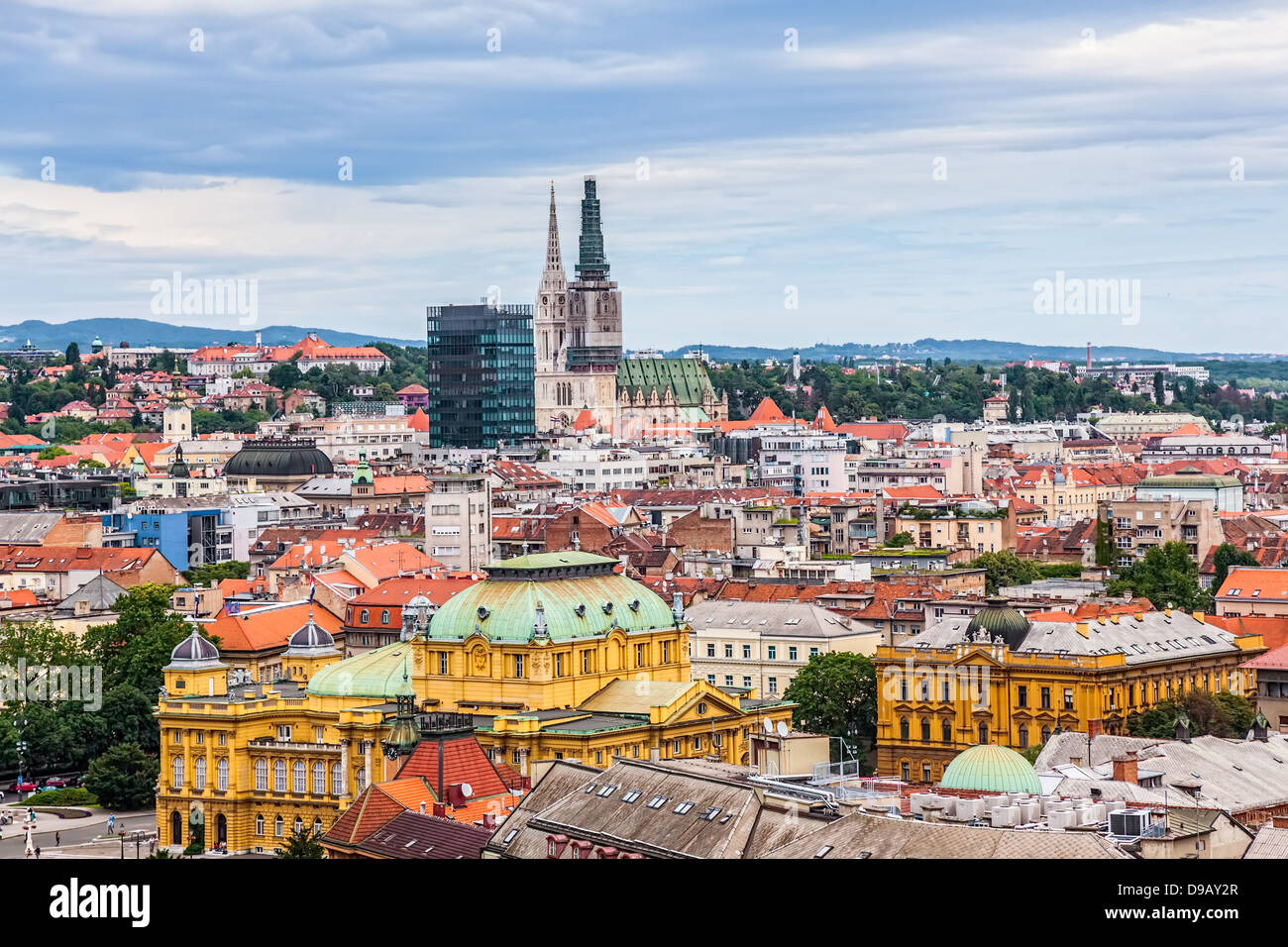 Panorama of the city center, Zagreb capitol of Croatia, with main ...