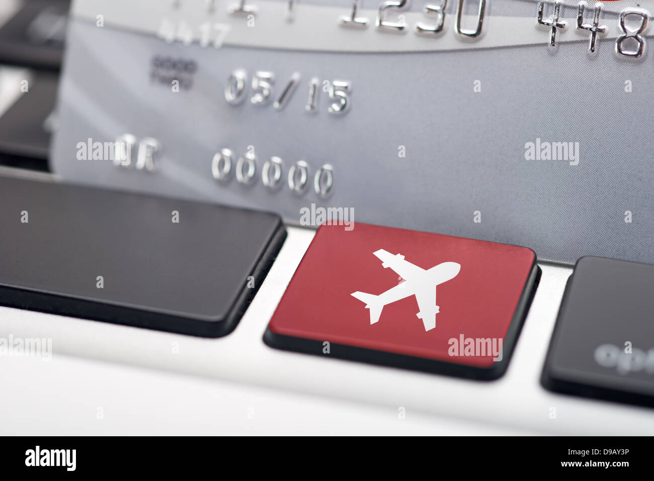 Online flight booking icon button of a computer keyboard Stock Photo ...
