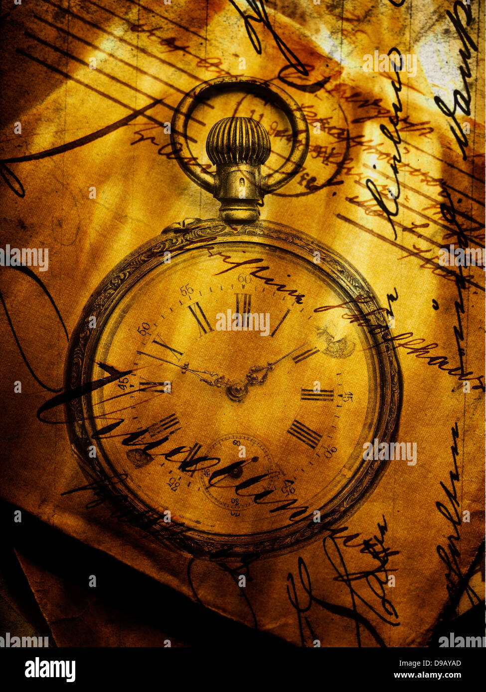 Pocket watch on letter, close up Stock Photo - Alamy