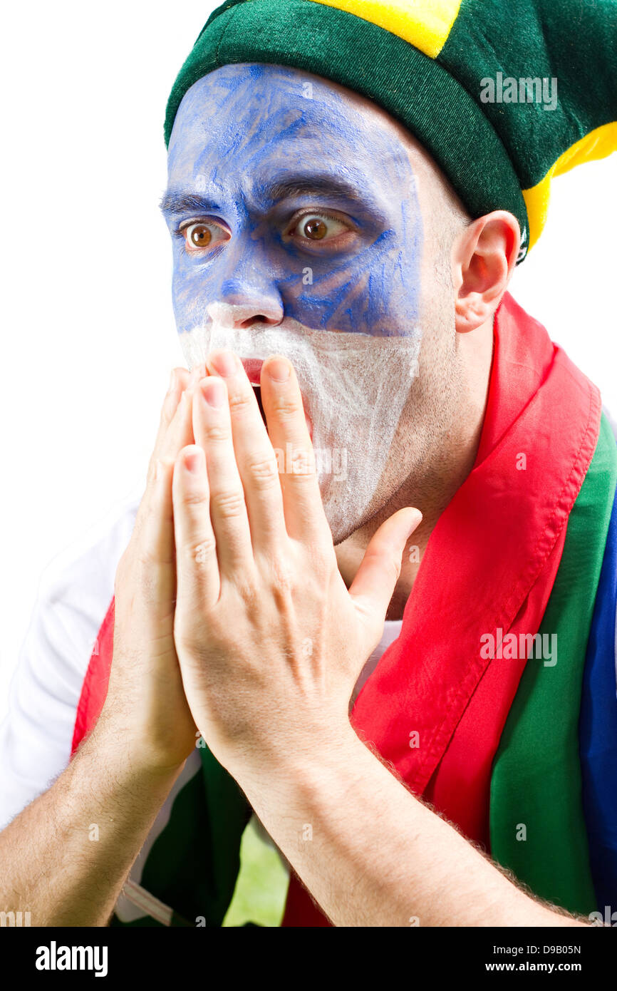shocked sports fan isolated on white Stock Photo - Alamy