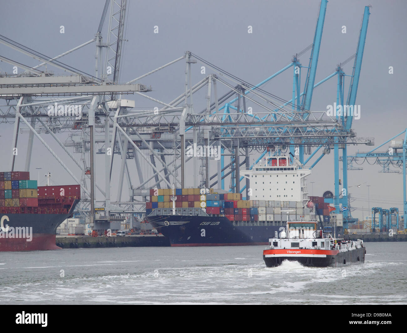 APM container terminals on the Maasvlakte 2 in the port of Rotterdam ...