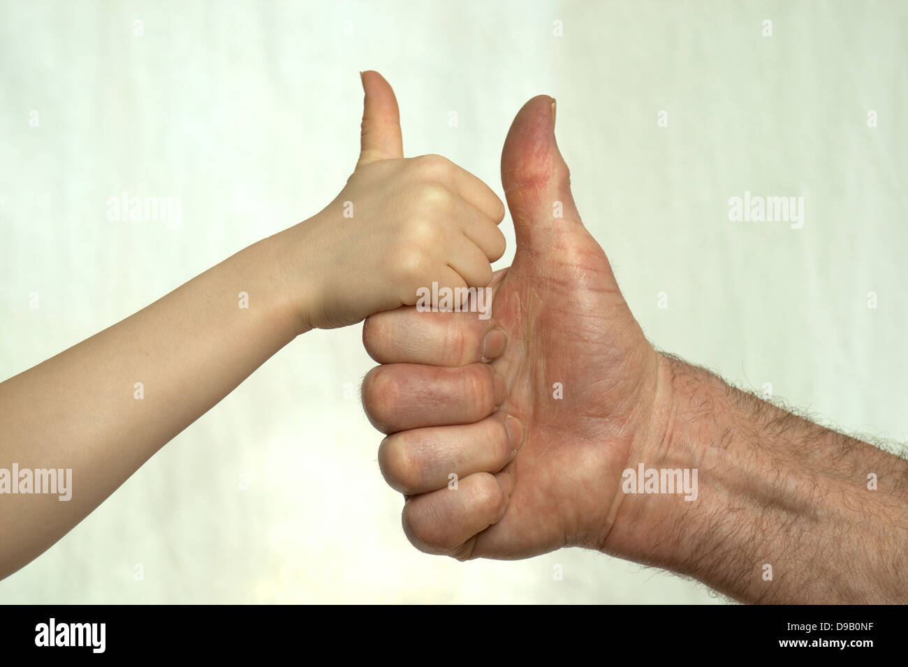 Germany, Baden Wuerttemberg, Constance, Human hands with thumbs up ...