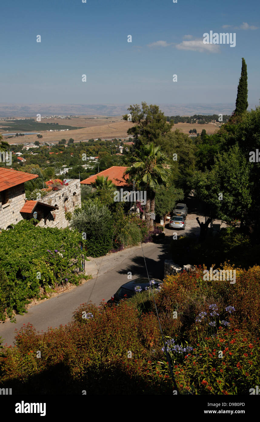 View of the old town of Rosh Pinna in the eastern slopes of Mount Kna ...