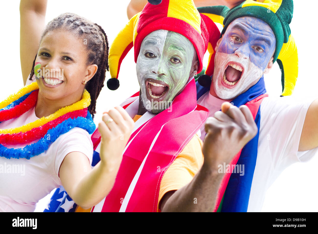 group of sports fans cheering a game Stock Photo - Alamy