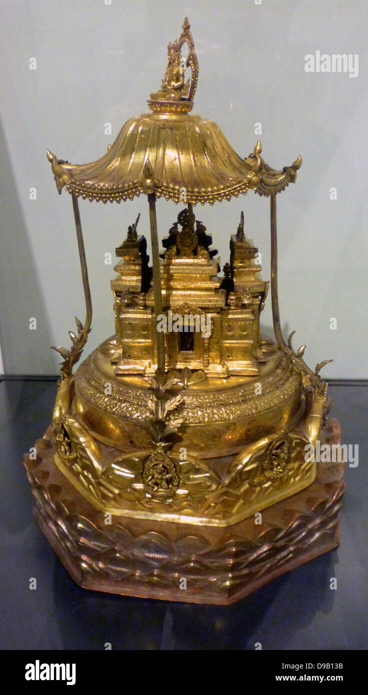 Mandala of Chandaroshana (Moon God) 1700-1800. Copper and partially ...