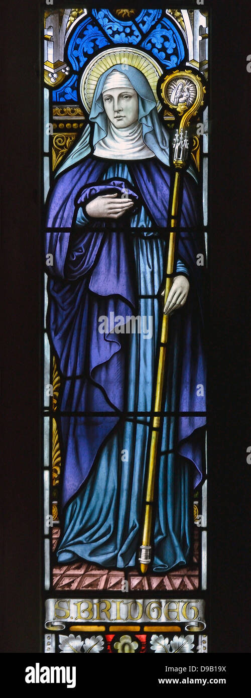 Saint Bridget, detail of East window. Church of Saint Bride. Kirkbride ...