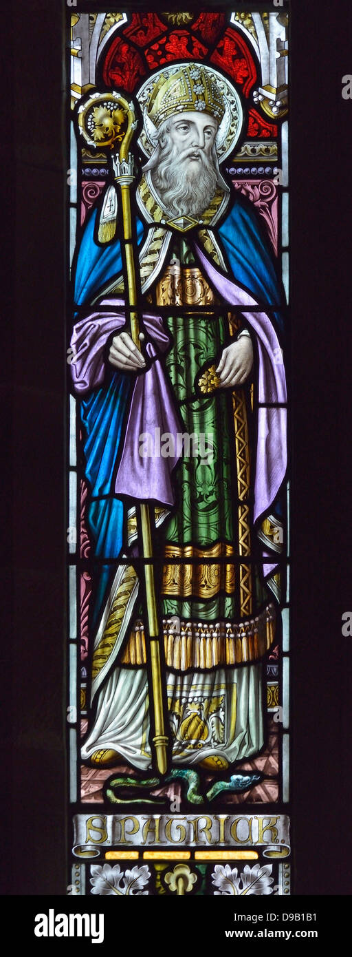 Saint Patrick, detail of East window. Church of Saint Bride. Kirkbride ...