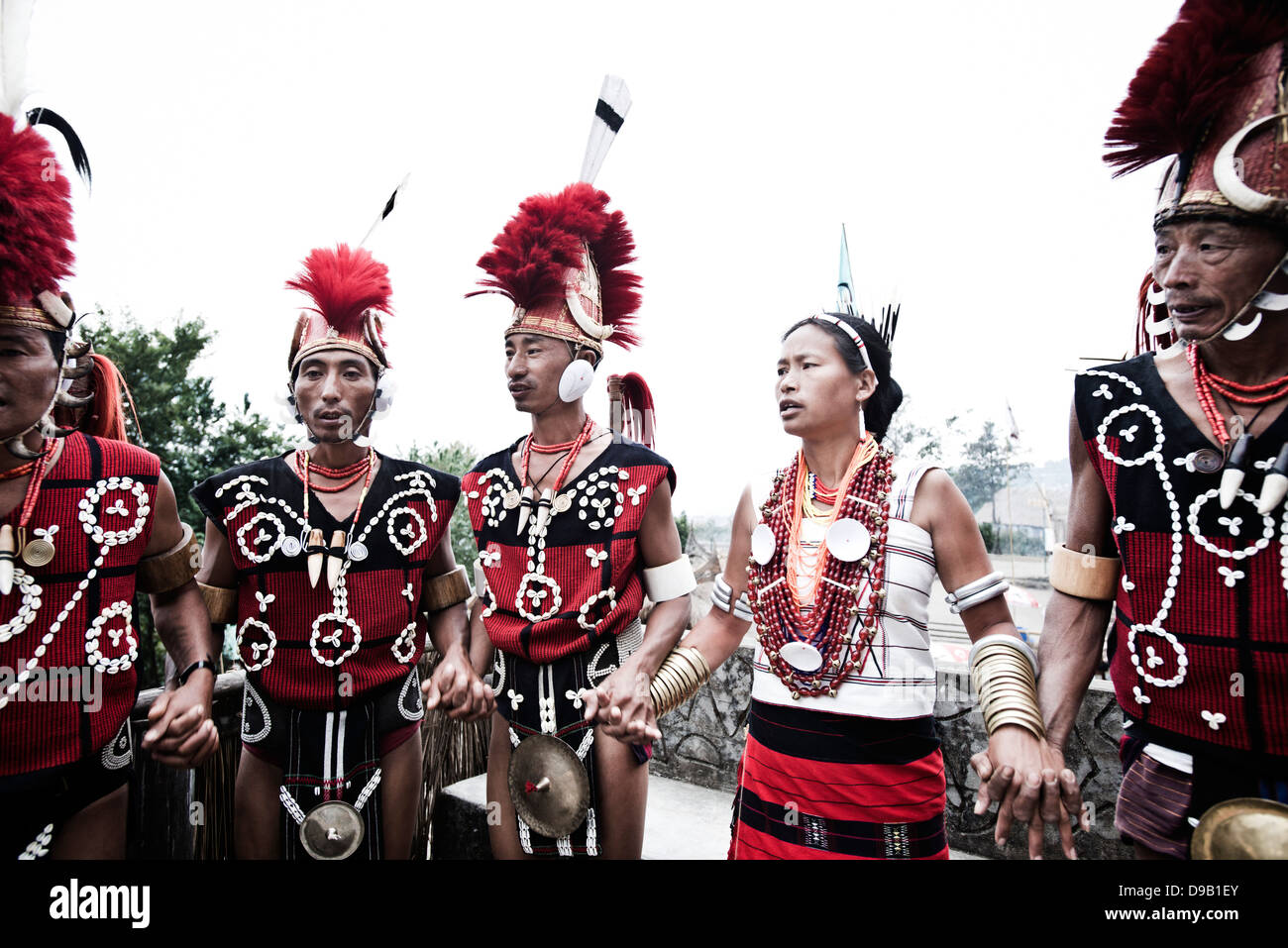 Naga tribal warriors in traditional outfit, Hornbill Festival, Kohima ...